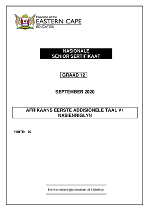 Afrikaans Eerste Addisionele TAAL Hersieningsoefeninge Opsomming DBE ...