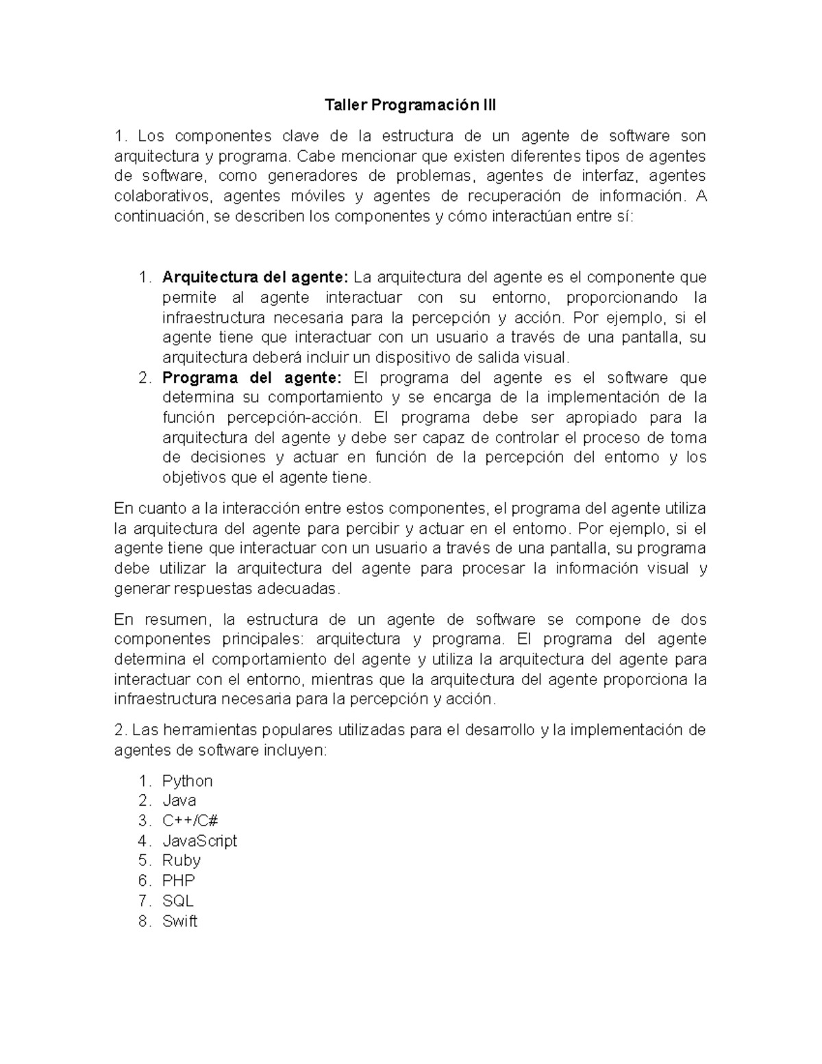 Programacion iii - Taller Programación III Los componentes clave de la ...