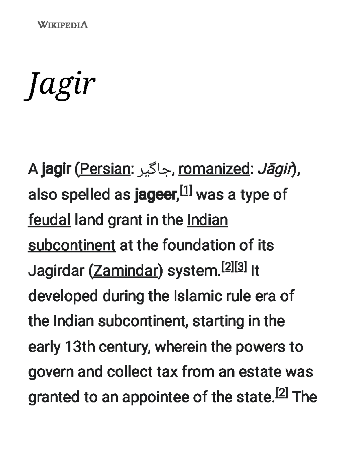 Jaghir sambrathayam - Jagir A ja gir (Pers ia n: جاگیر, ro ma nized : J ...