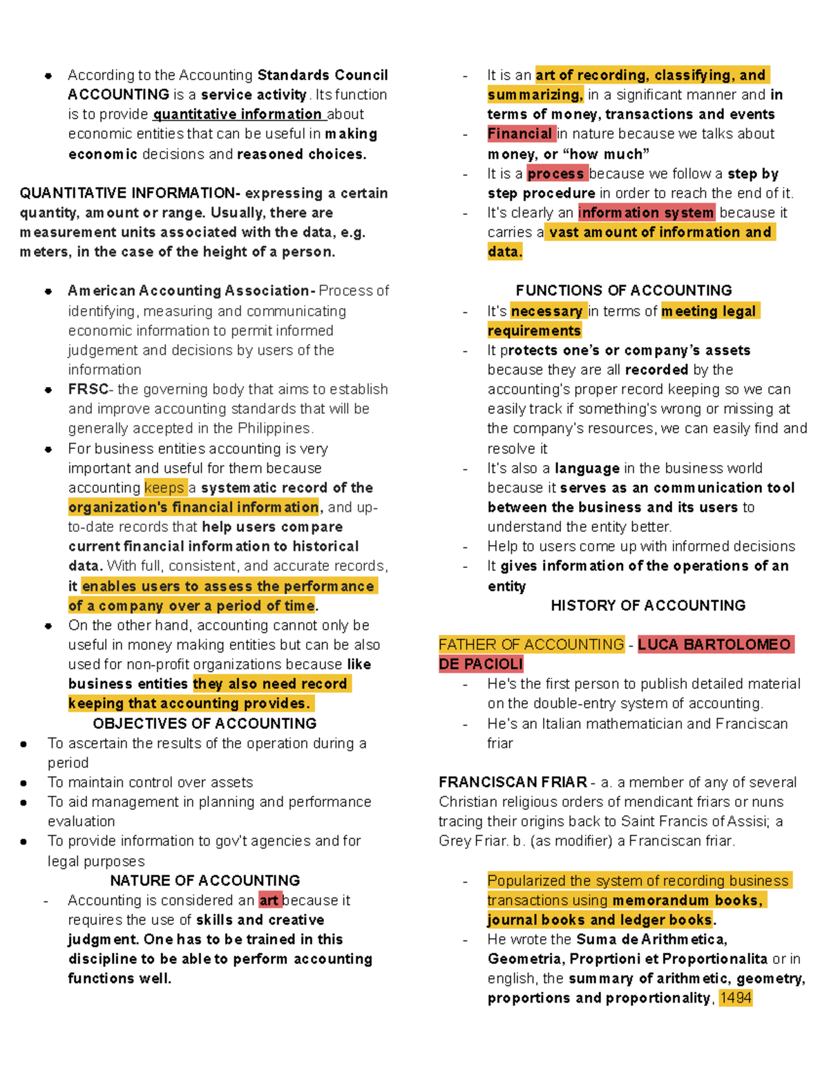FABM 1 Lecture Notes - According to the Accounting Standards Council ...