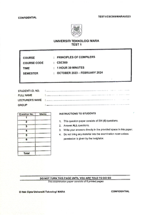 CSC569 Assignment 1 Answer - CSC PRINCIPLES OF COMPILERS ASSIGNMENT 1 GROUP NAME: STUDENT ID ...