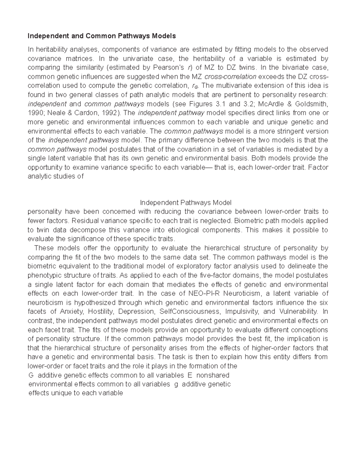 Genetic Basis of Personality Structure - Independent and Common ...