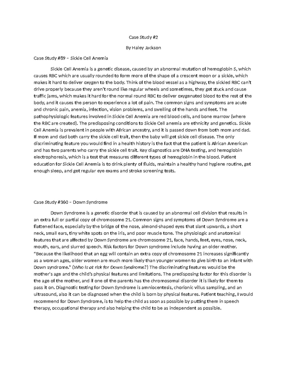 Case Study #2 Patho - Case Study By Haley Jackson Case Study #89 ...