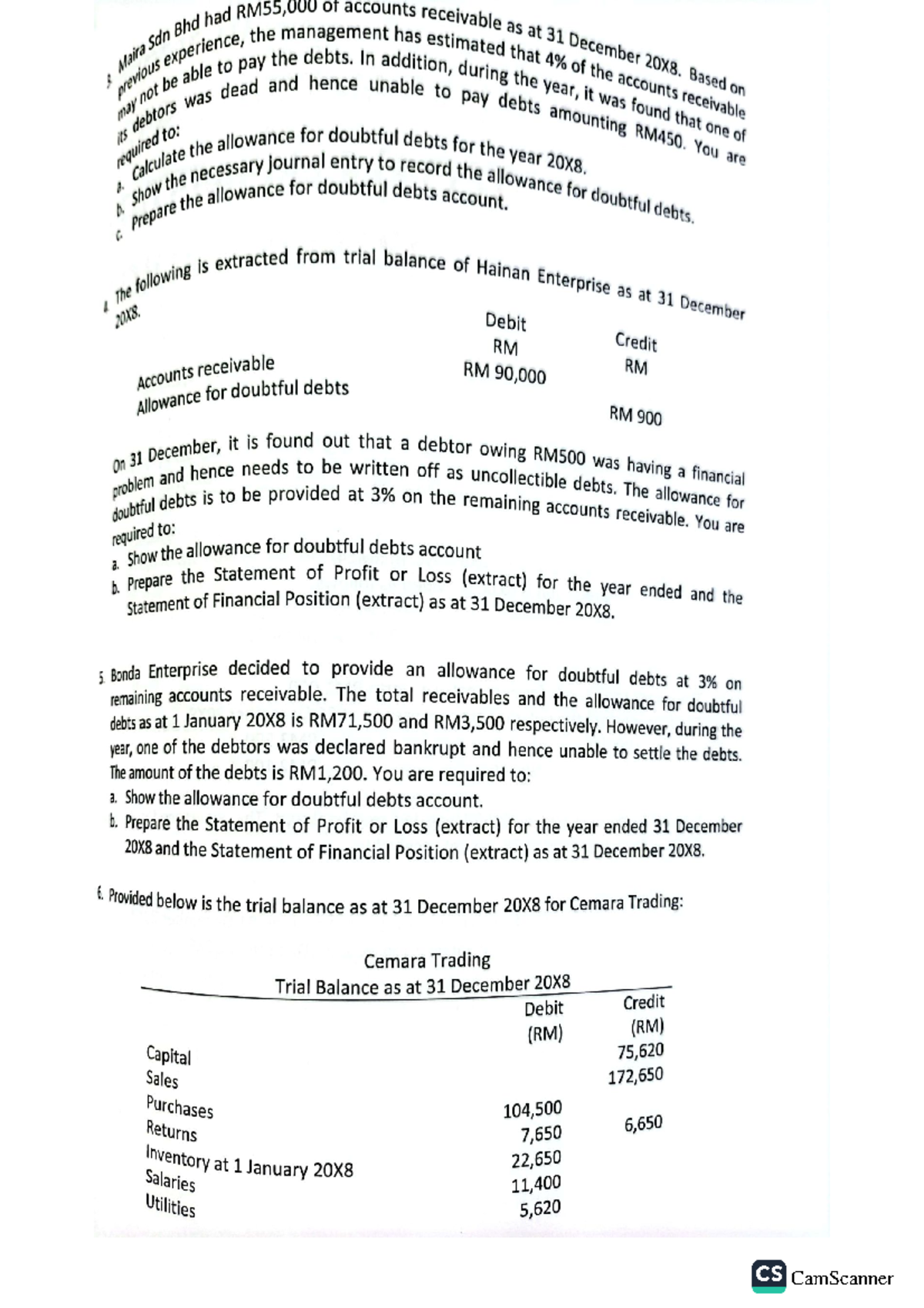 Q AFDD - LATER I WILL POST THE ANSWER - of accounts receivable ...