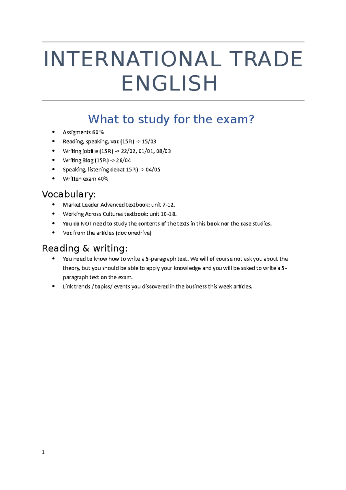 Working-across-cultures - INTERNATIONAL TRADE ENGLISH What to study for ...