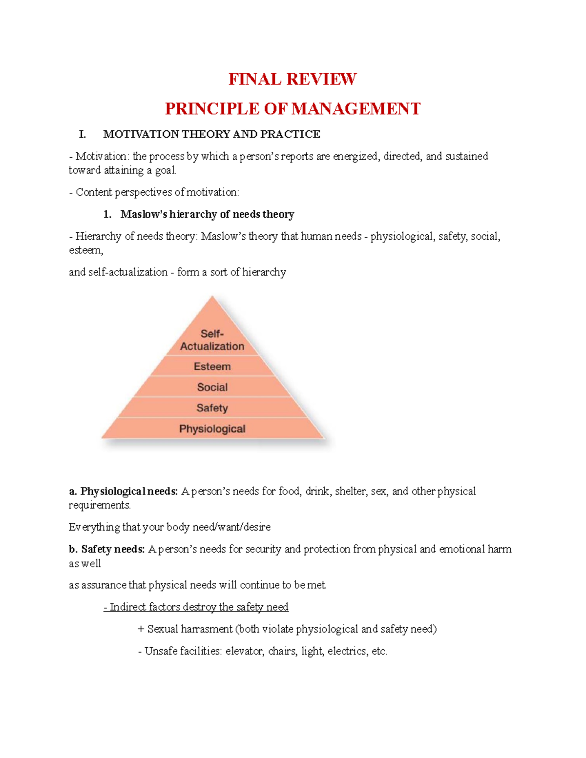 Final Review - Summary Principle of Management - FINAL REVIEW PRINCIPLE ...