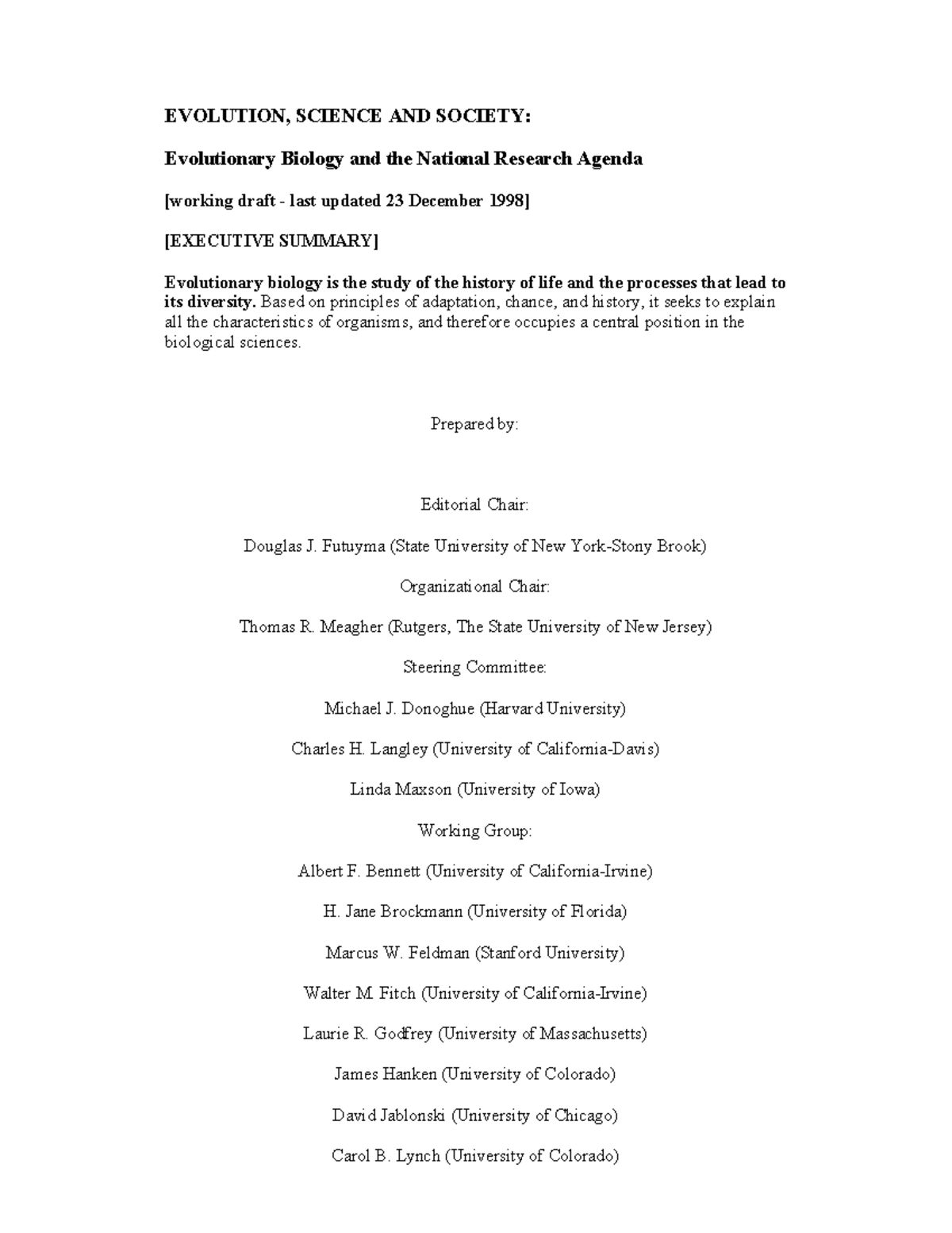 Evolution, Science AND Society - EVOLUTION, SCIENCE AND SOCIETY ...