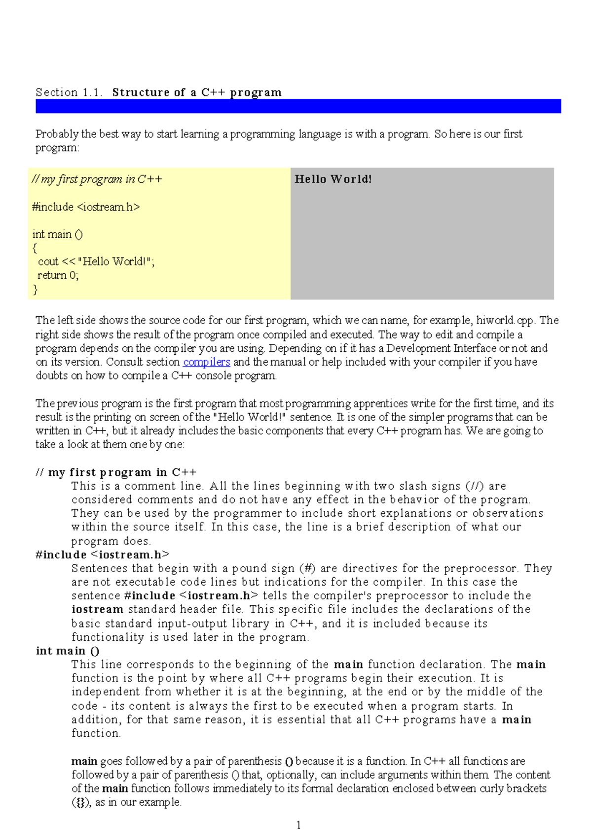 C++ Handout-long - It is essential handout on pragramming - Section 1 ...