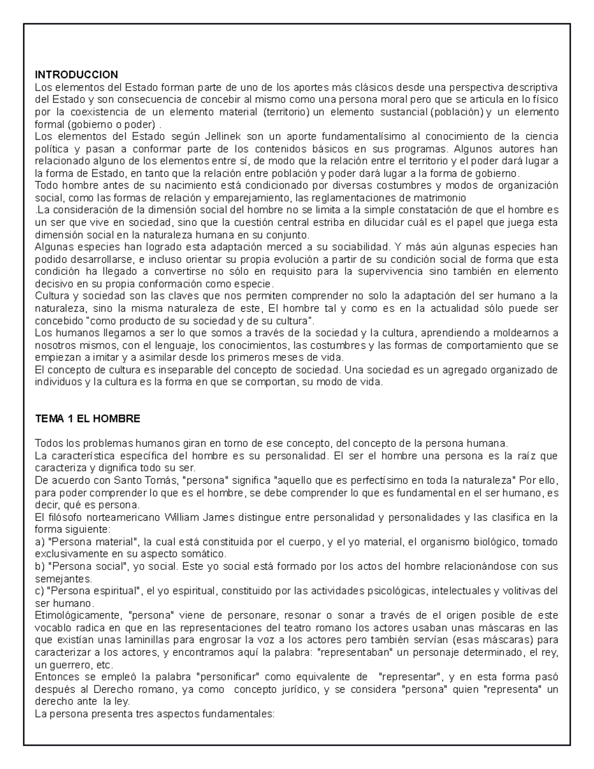 1el hombre - Nota: 2do semestre - INTRODUCCION Los elementos del Estado ...