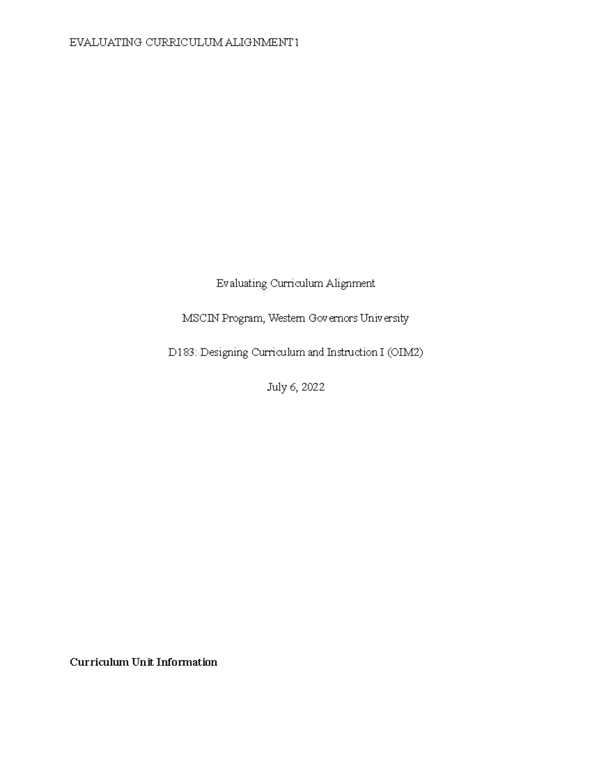 Evaluating Curriculum Alignment - I am going to be looking at our math ...