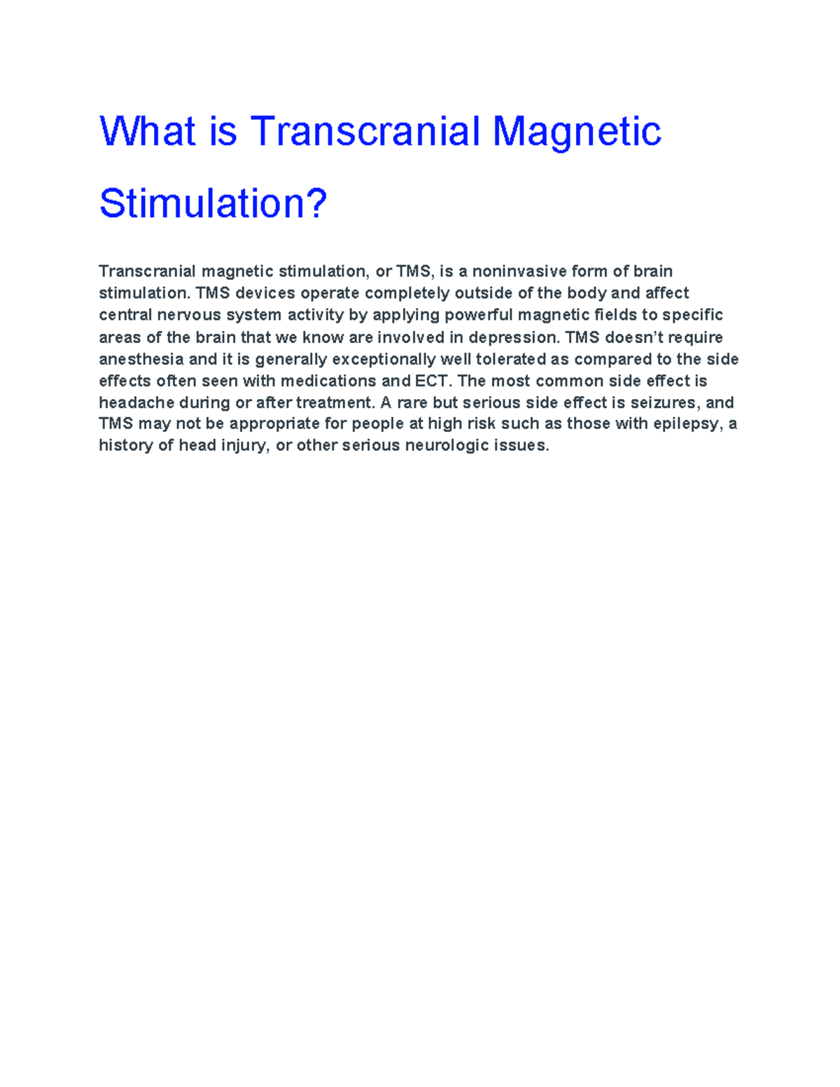 TMS - Lecture notes - What is Transcranial Magnetic Stimulation ...