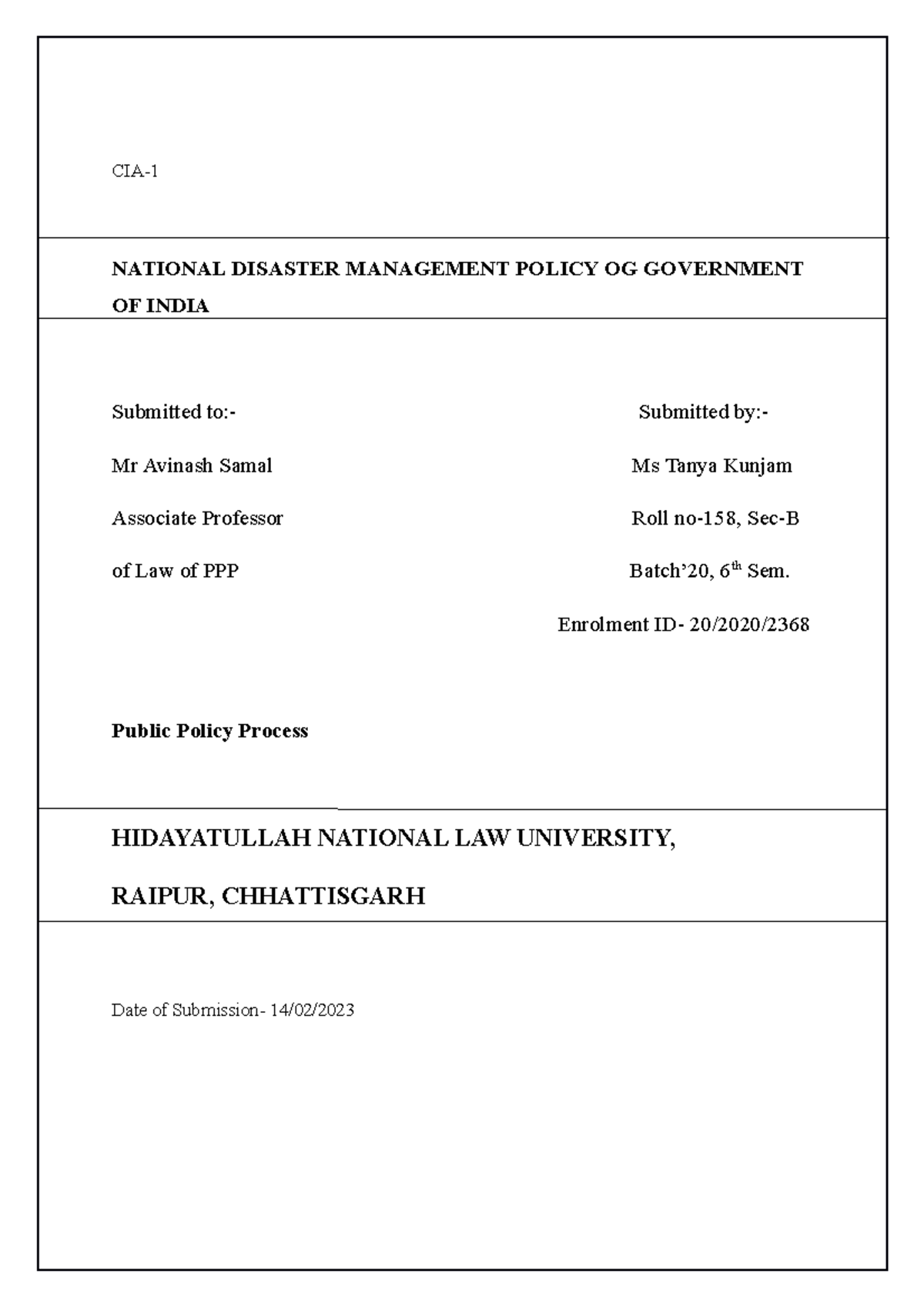 PPP CIA-1 - These are my original work and research - CIA- NATIONAL ...