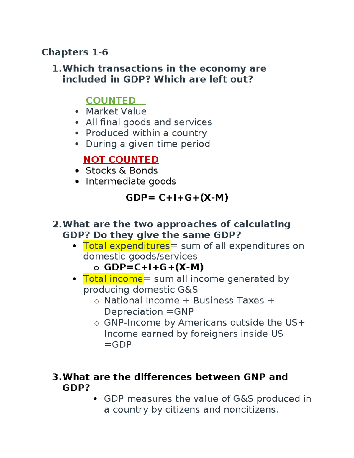 ECON ASIA study guide - Chapters 1- 1 transactions in the economy are ...