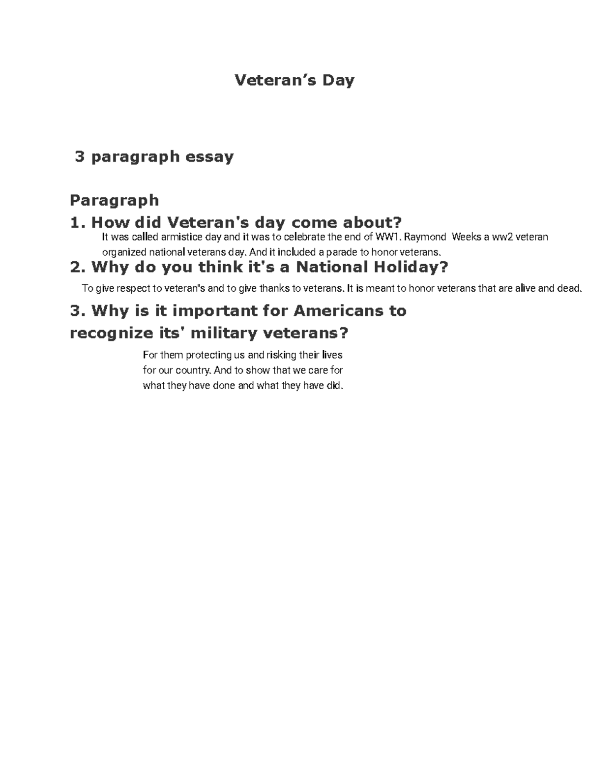 Kami Export - Isaiah Whiting - Veteran's Day 3 paragraph essay ...