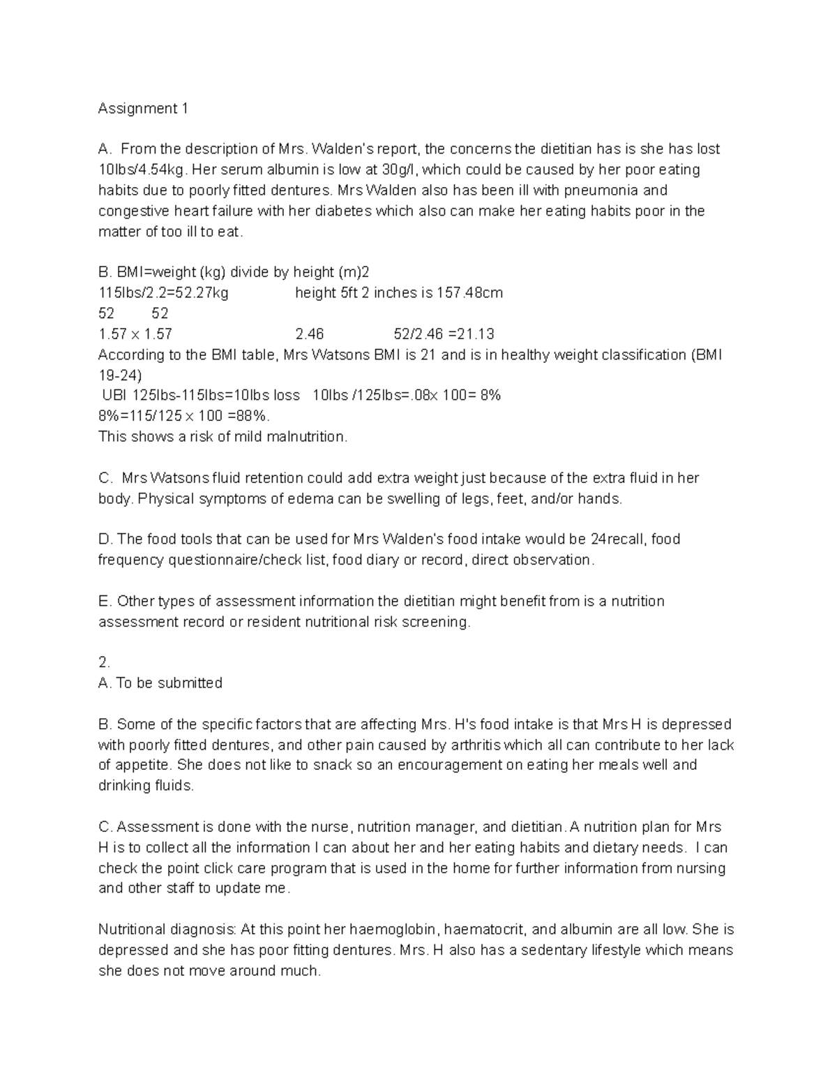 Untitled document - case study assignments - Assignment 1 A. From the ...