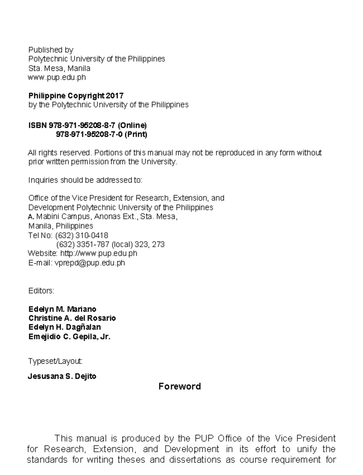 PUPUniversity Thesisand Dissertation Manualwith ISBNasof 080717 - ISBN ...