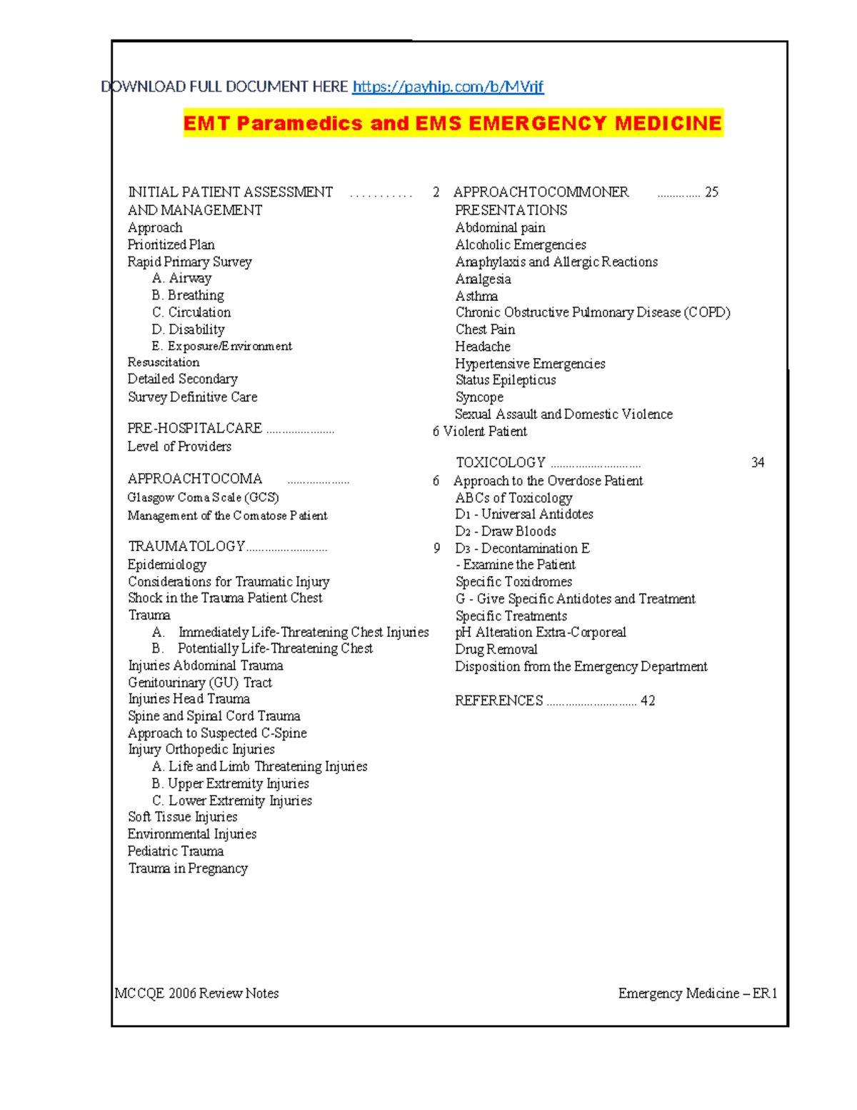 EMT Paramedics and EMS EMERGENCY MEDICINE - DOWNLOAD FULL DOCUMENT HERE ...