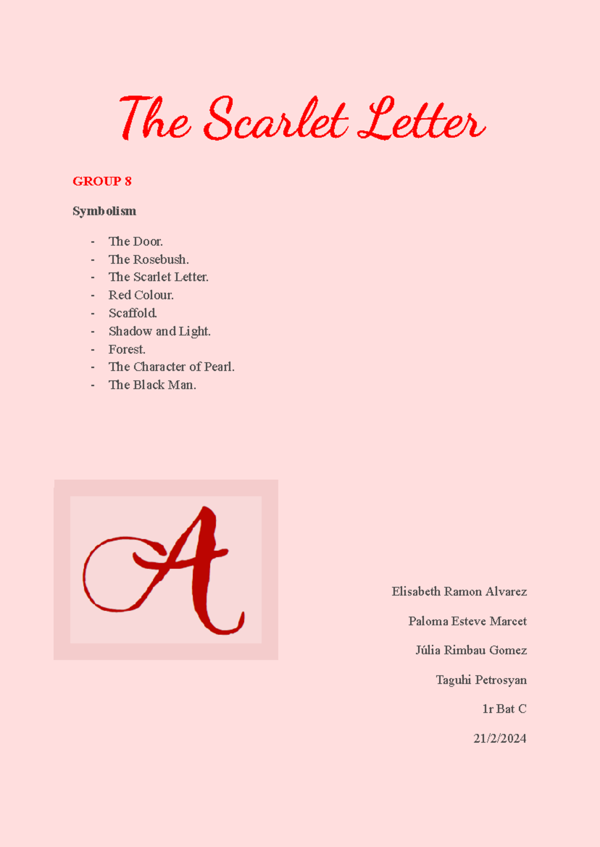 The Scarlet Letter - The Scarlet Letter GROUP 8 Symbolism - The Door ...