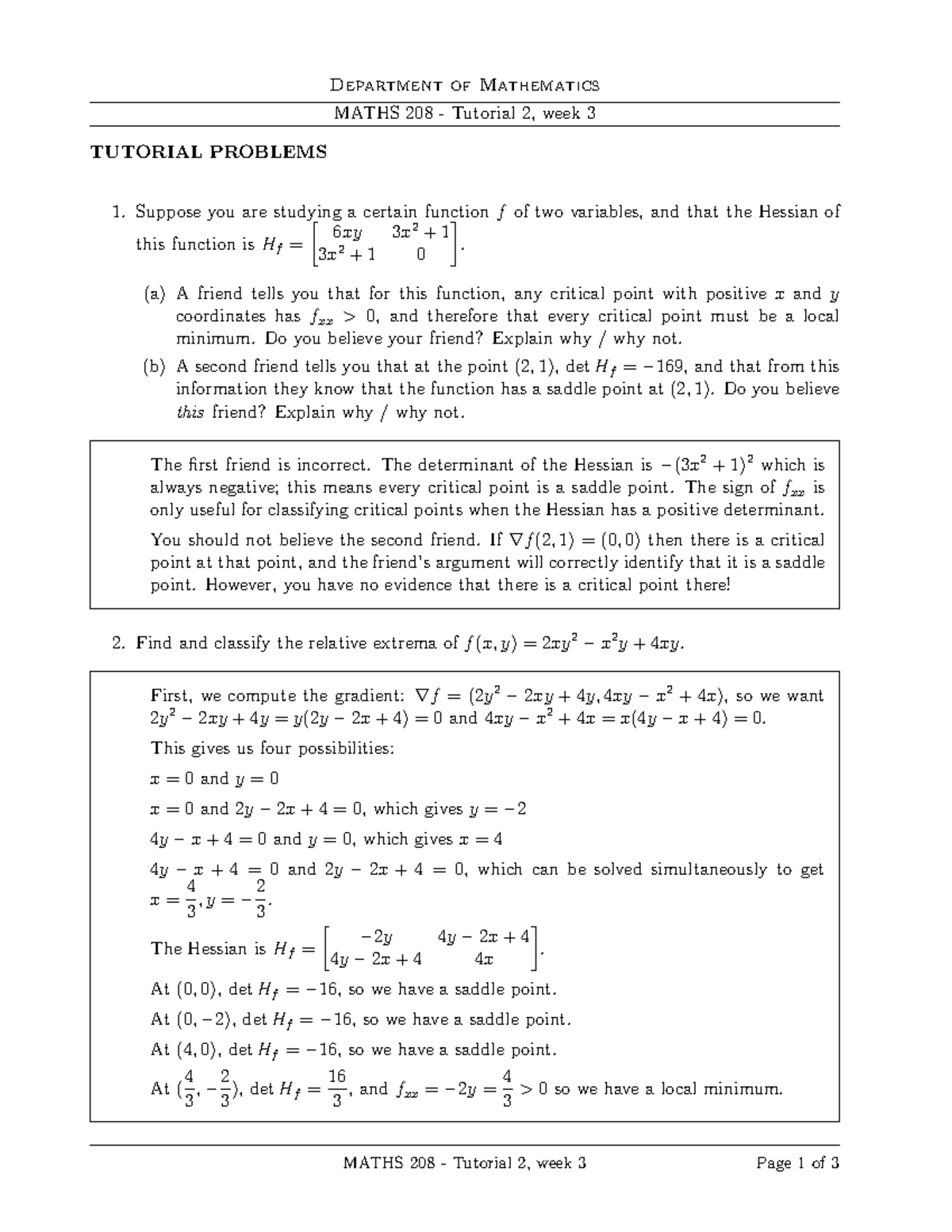 208 tut 2 sols - Tutorial questions and solutions for 2023 Sem 1 - Department of Mathematics ...