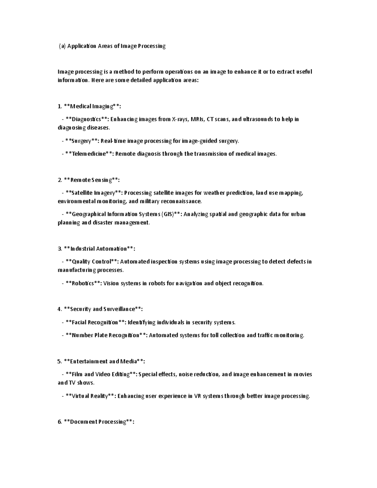 Ip assignment 1 sec b - (a) ApplicaƟon Areas of Image Processing Image ...