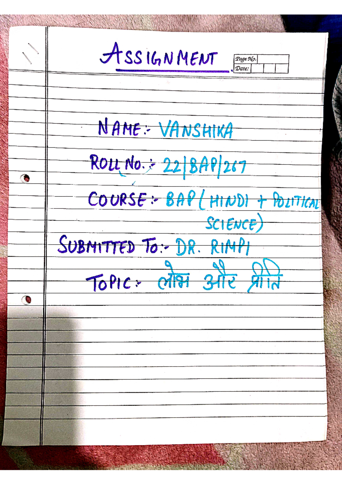 Lobh aur priti hindi assignment - B.a Programme - Studocu