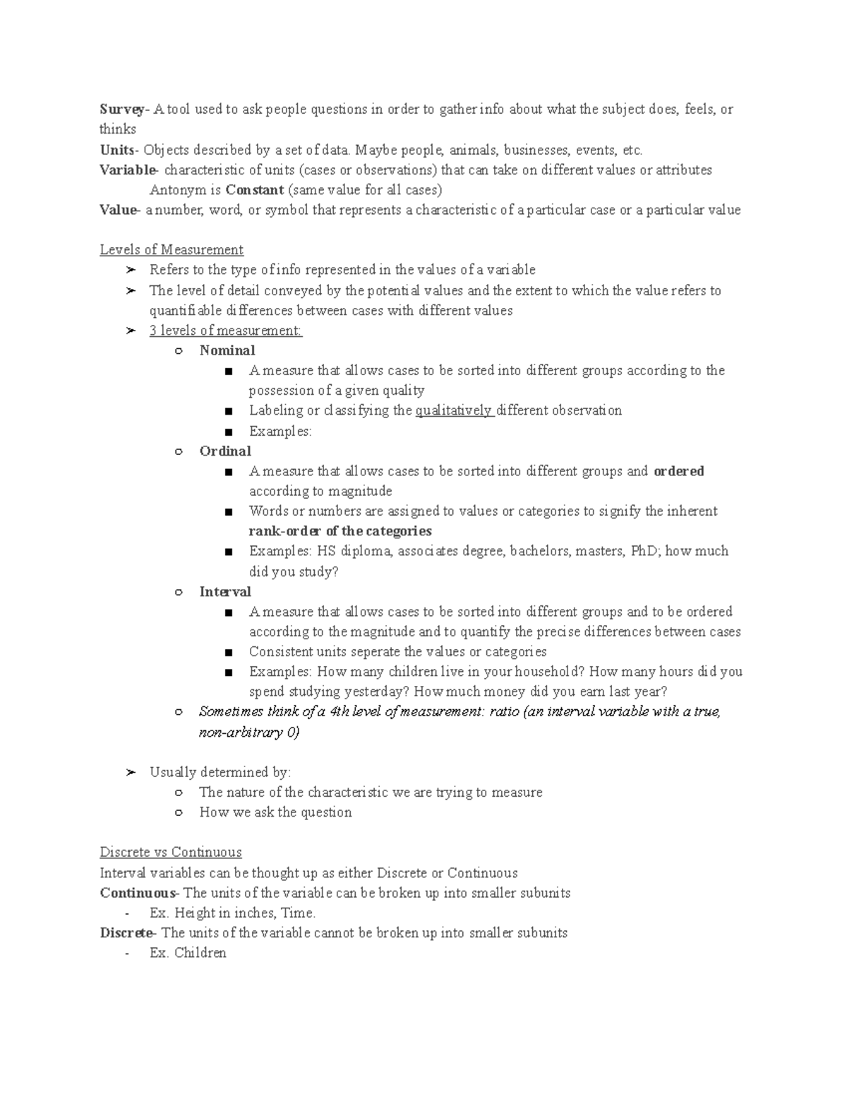 Soc 221 Part 1 Soc 221 Lecture Notes And Formulas Survey A Tool Used To Ask People