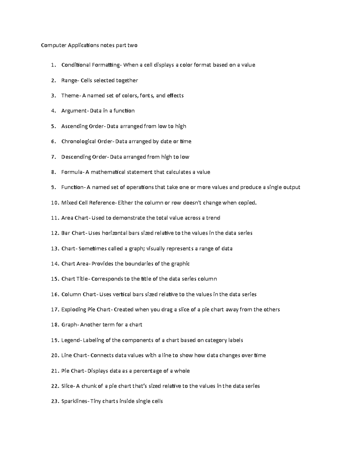 Computer Applications Notes Part Two Computer Applications Notes Part Two Conditional