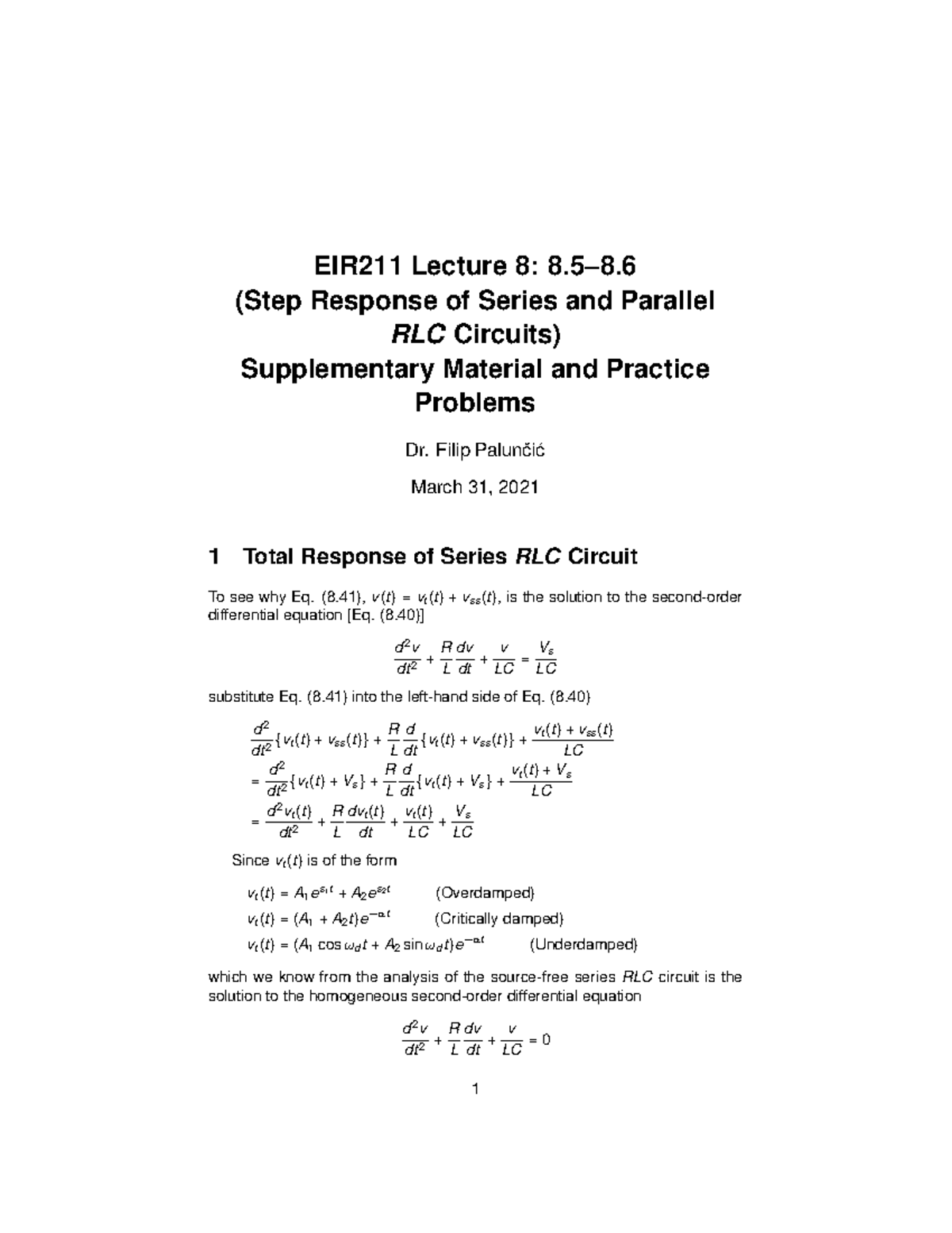 EIR211 L8 Supplementary Material and Practice Problem Solutions ...