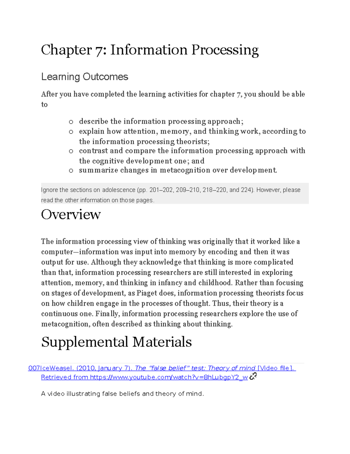 Unit 7 - PSYC 323 - Lecture notes 7 - Chapter 7: Information Processing ...