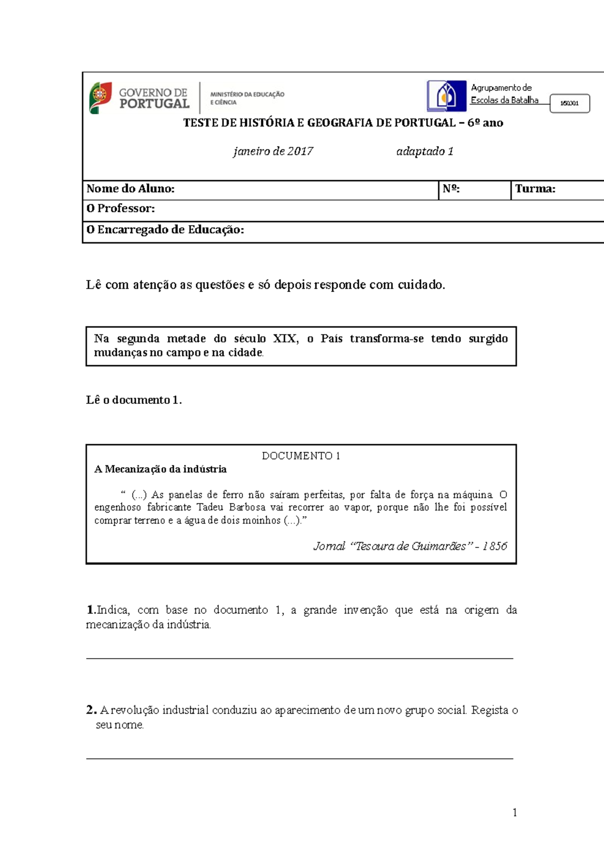 3 teste hgp adaptado - fjgfj dh jdthjtdj jkyrk - TESTE DE HISTÓRIA E ...