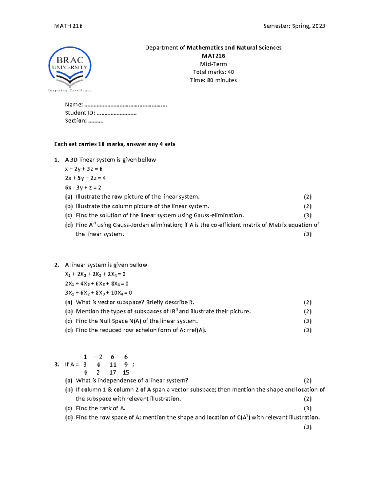 MATH216 Sample Question - Fundamental of Physics II - Studocu