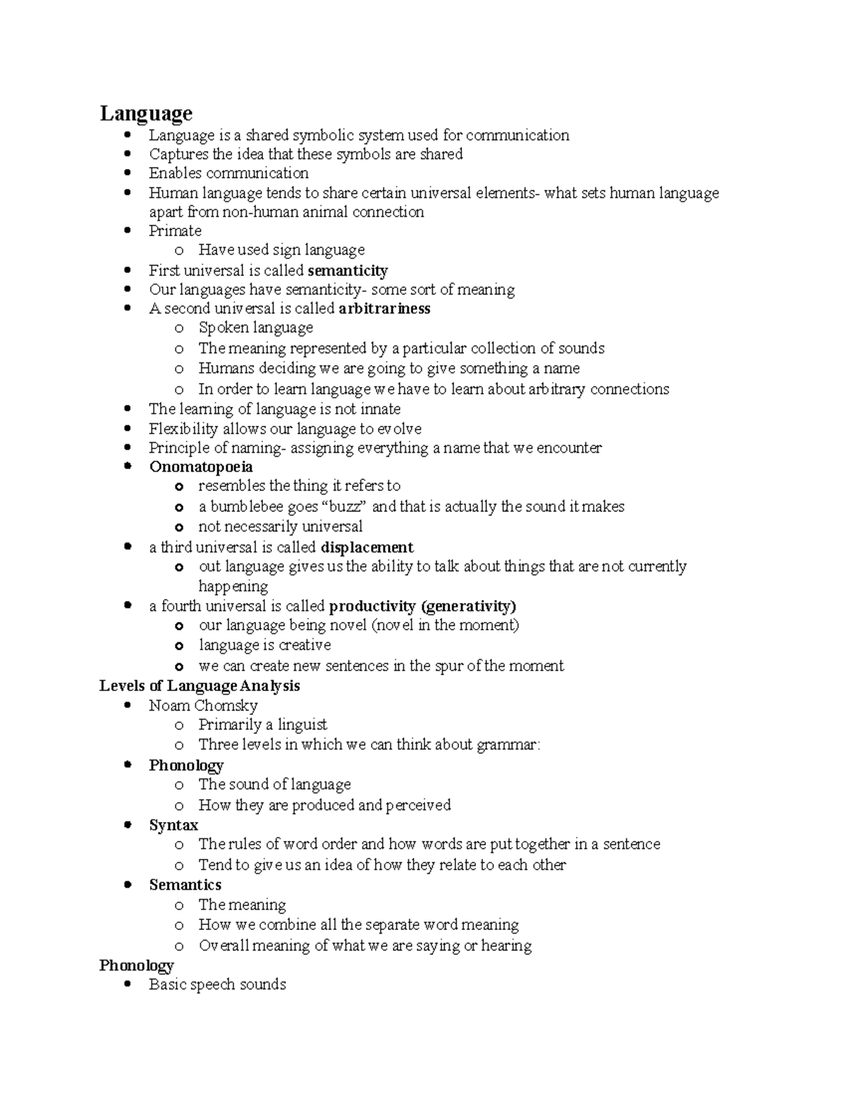 2180 Final Exam - Language Language is a shared symbolic system used ...