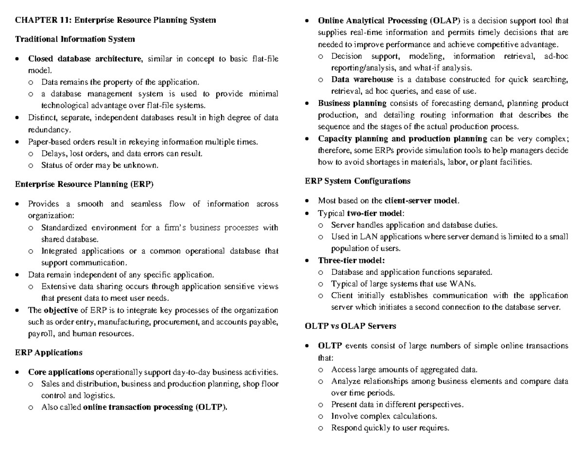 Ch 11 PPT - Lecture notes on Chapter 11 - CHAPTER 11: Enterprise ...
