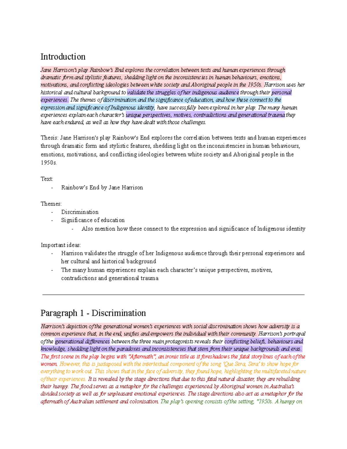 CM Study - My common module essay broken down with their themes and ...