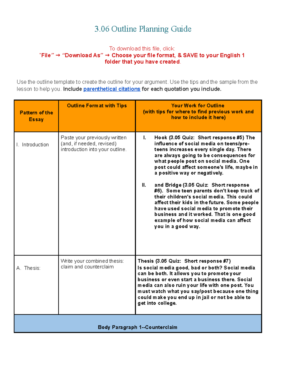 3.06 Outline Planning Guide - 3 Outline Planning Guide To download this ...