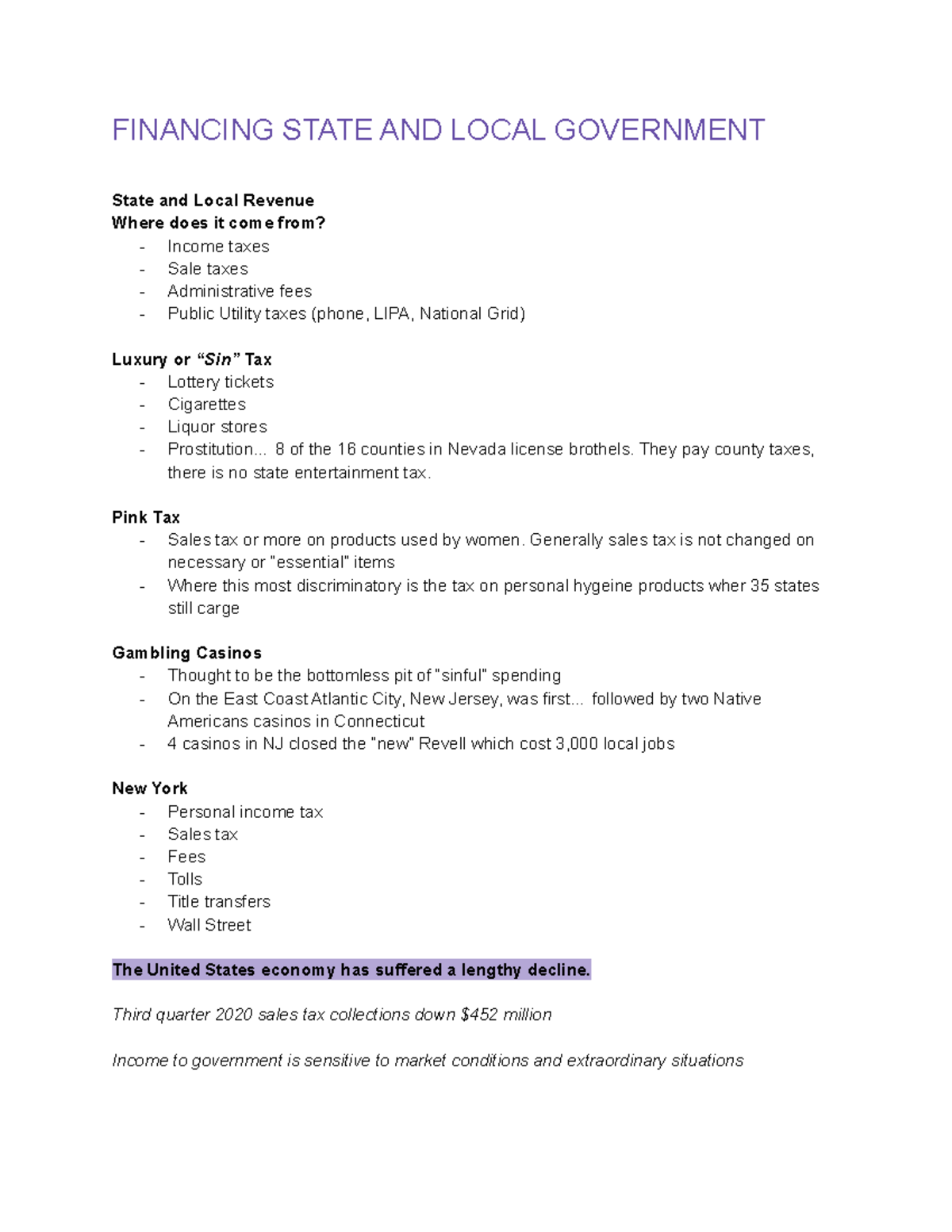 Lecture-POL-9 28 - Financing State and Local Government, Prof Kelly ...