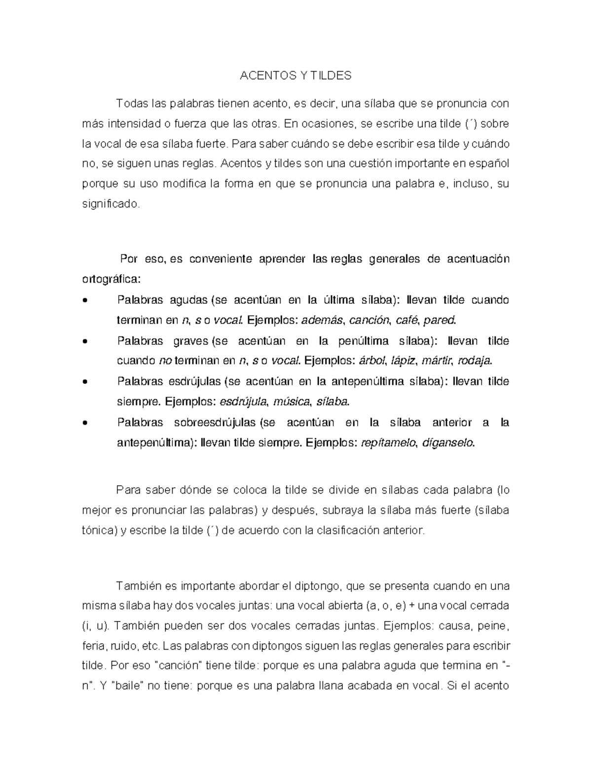 Acentos Y Tildes - ACENTOS Y TILDES Todas las palabras tienen acento ...