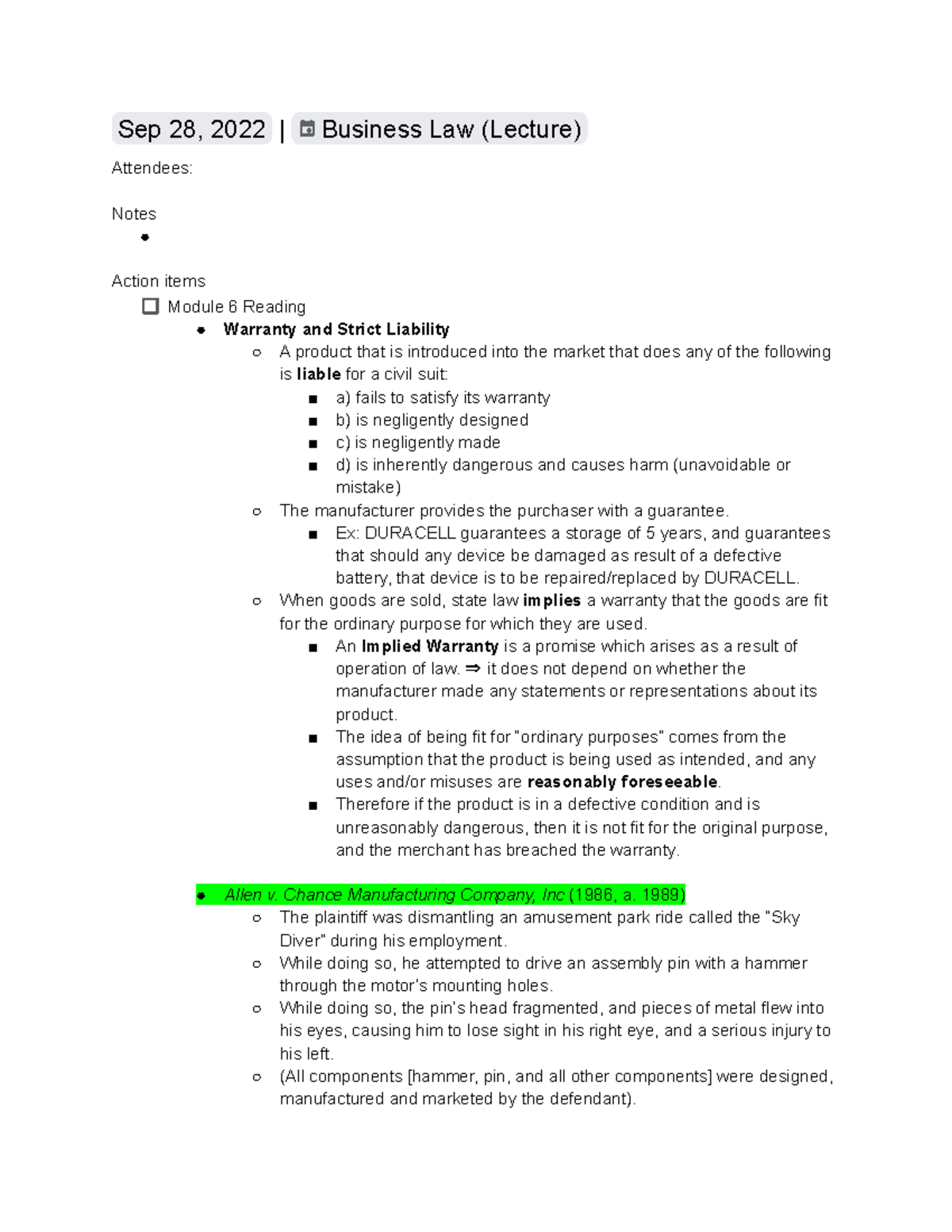 Notes - Business Law (Lecture) 15-18 - Sep 28, 2022 | Business Law ...