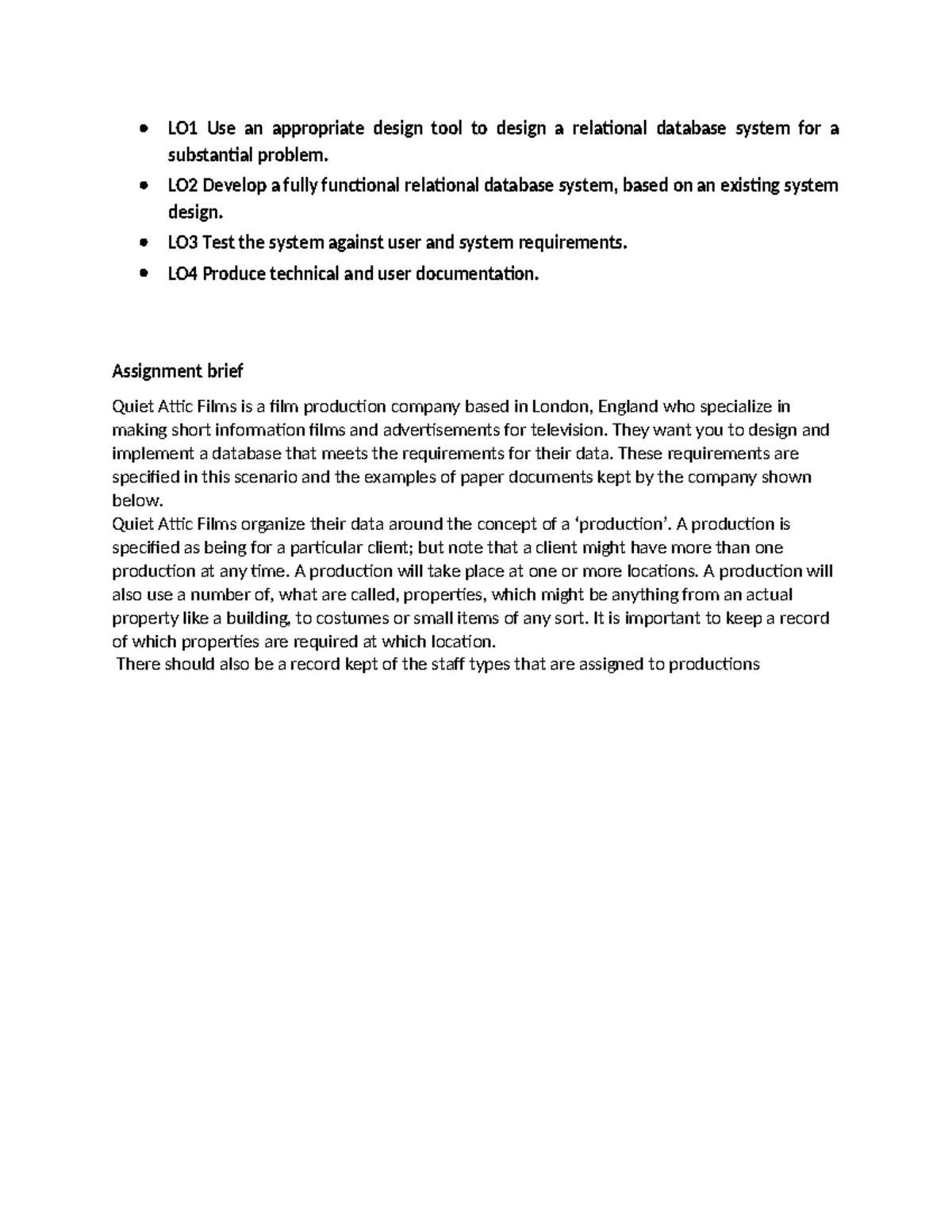 Activities - AAAA - LO1 Use an appropriate design tool to design a relational database system ...