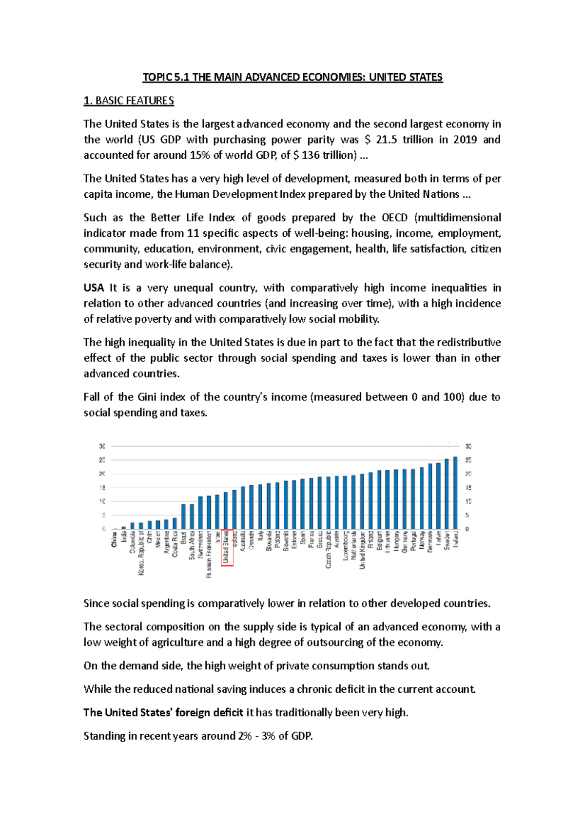 Unit 7 Public Economic Policy - TOPIC 5 THE MAIN ADVANCED ECONOMIES ...
