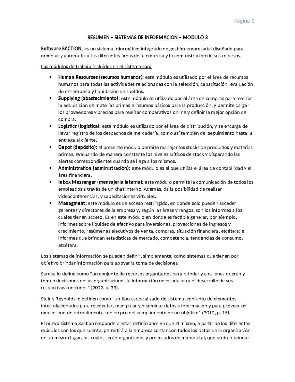 Resumen – Sistemas DE Informacion – Modulo 3 - RESUMEN – SISTEMAS DE INFORMACION – MODULO 3 ...