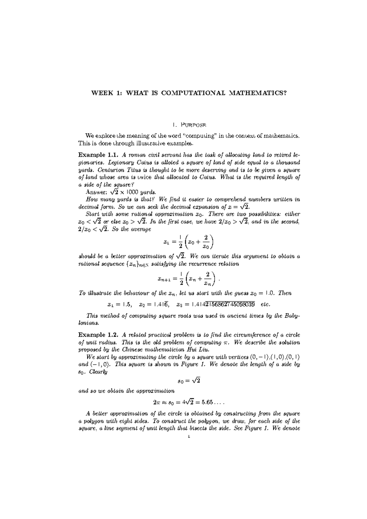 MATH12001 2010-2011 Lecture 1 - What is computational mathematics ...