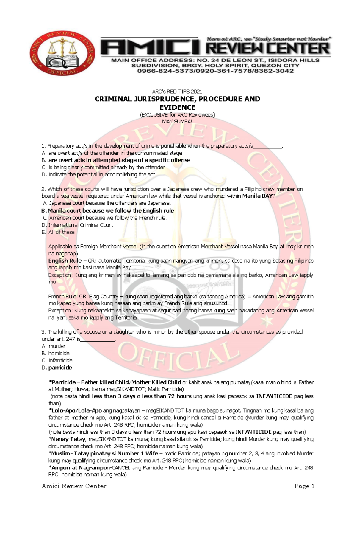 RED-TIPS-CLJ - Arc alab - Preparatory act/s in the development of crime is punishable when the ...