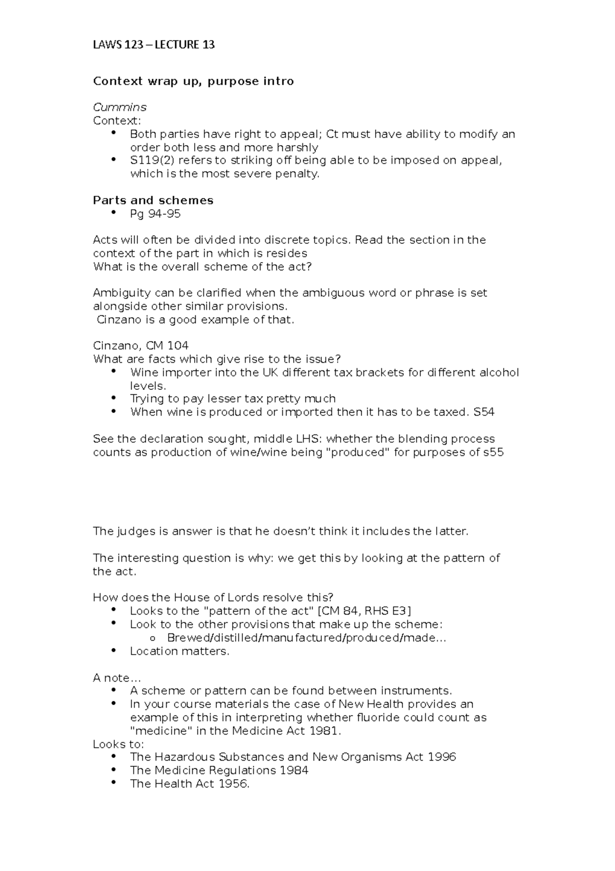 LAWS 123 – Lecture 13 - LAWS 123 – LECTURE 13 Context wrap up, purpose intro Cummins Context ...
