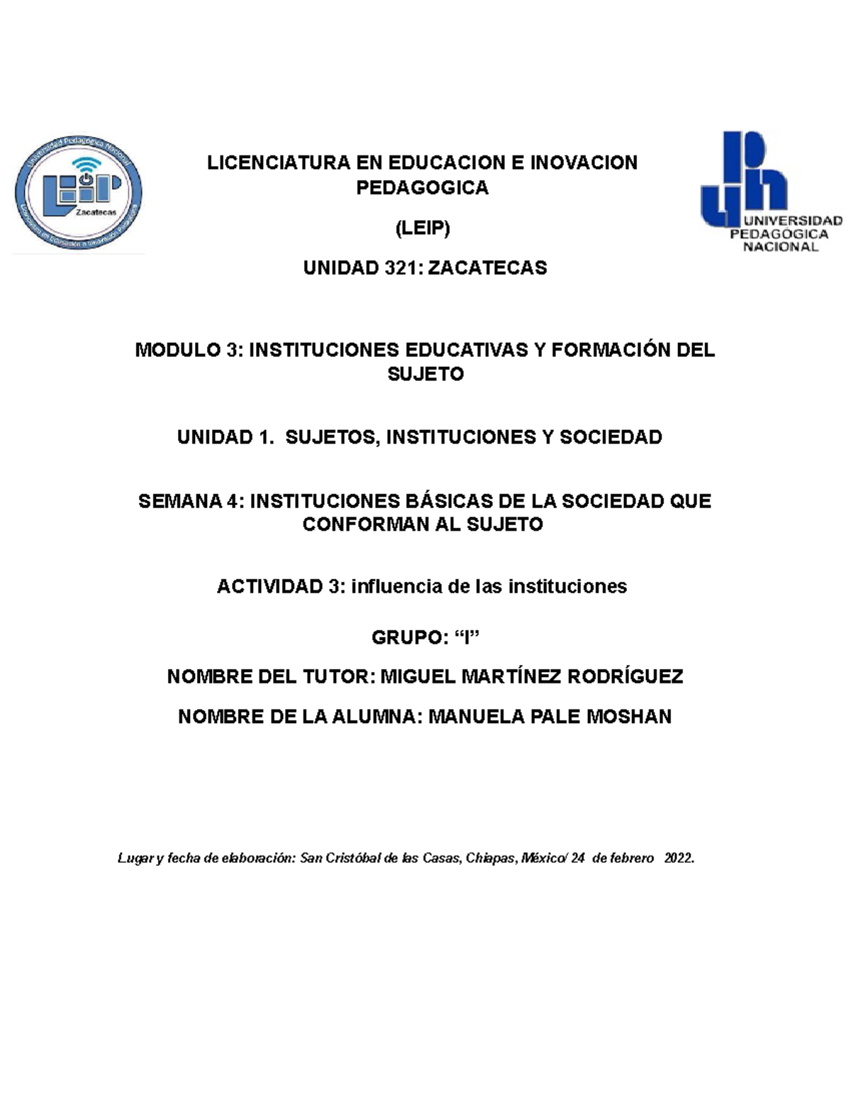 Mpalemoshan cuadroinstituciones - LICENCIATURA EN EDUCACION E INOVACION ...