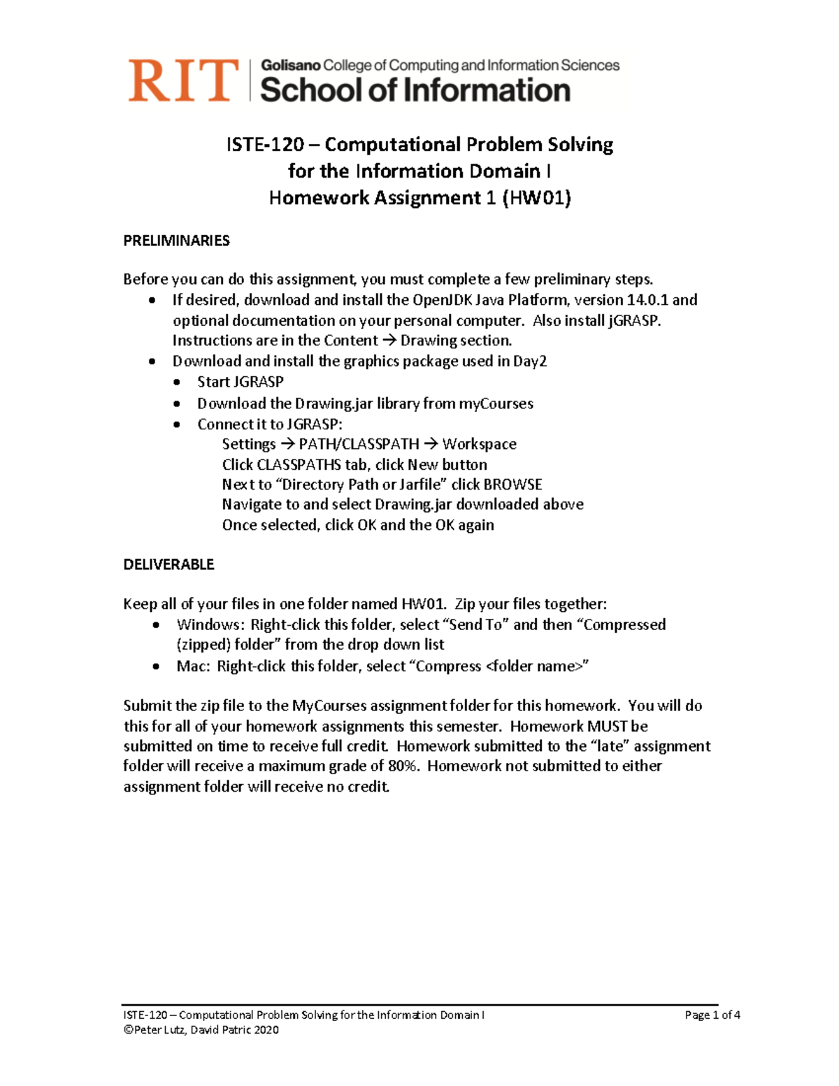 Hw01 2201 For Hw1 Computer Science Year 2021 Iste 120 Computational Problem Solving For The