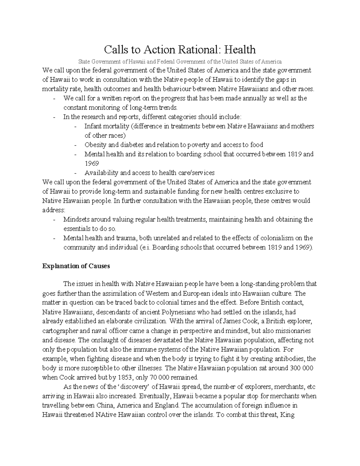 Manveer Cheema - Call to Action - Calls to Action Rational: Health ...