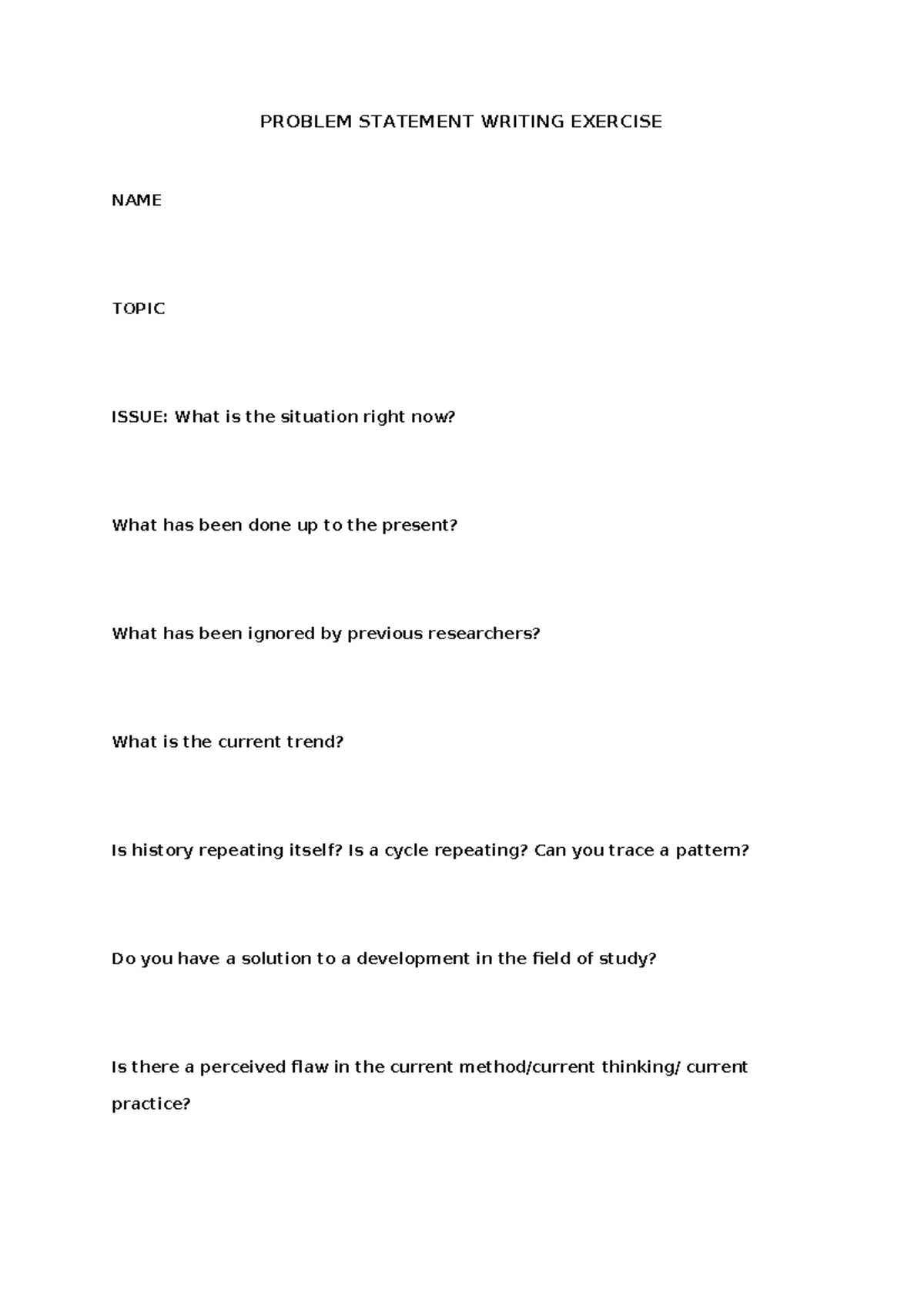 Research Paper Problem Statement Exercise - legal reseaerch and writing ...