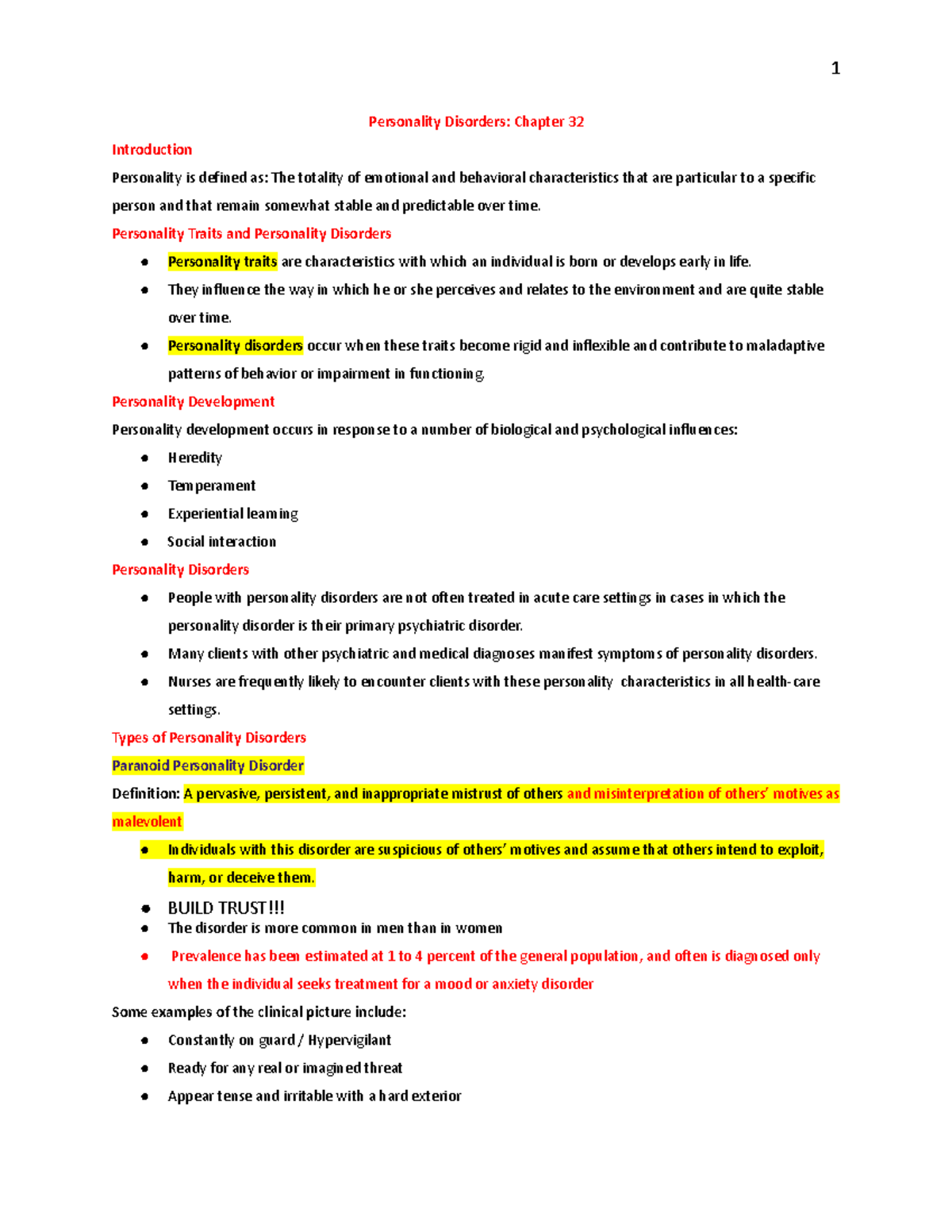 Chapter 32 Personality Disorders - Personality Disorders: Chapter 32 ...