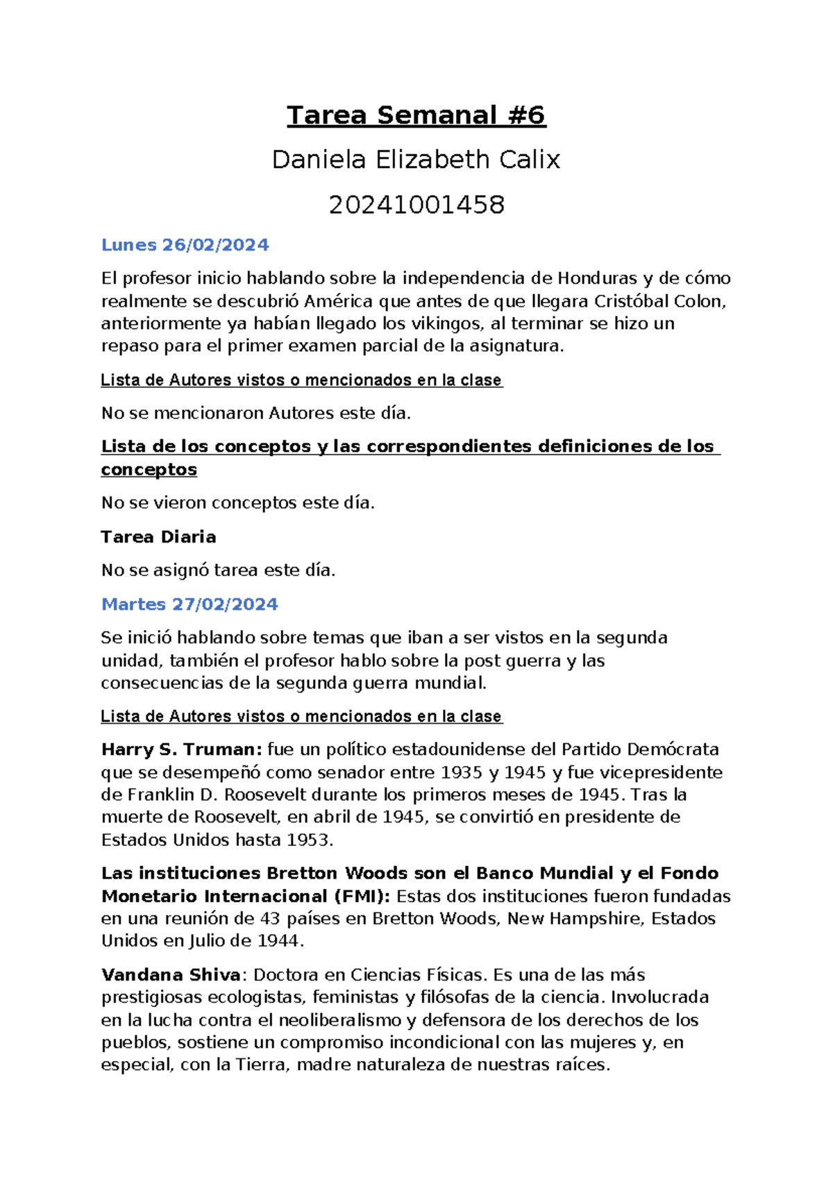 Tarea Semanal 6 - Tarea Semanal Daniela Elizabeth Calix 20241001458 ...